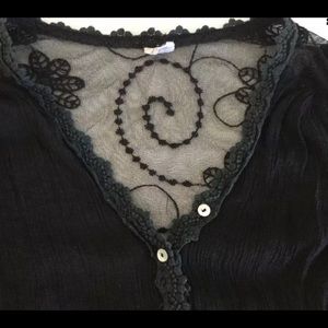 Mora | Tops | Mora Black Long Sleeve Lace Back Blouse Size Med | Poshmark